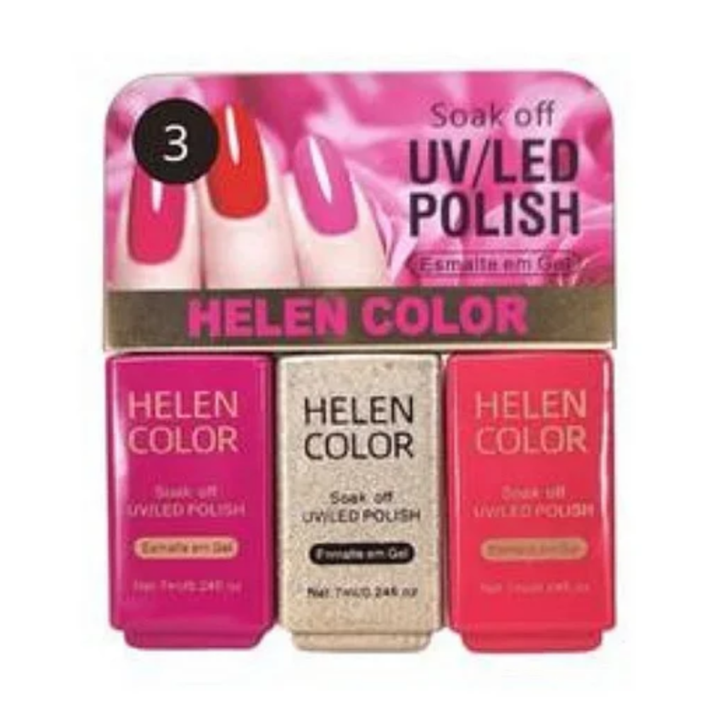Kit Esmalte Helen Color 3 Cores – Rosa 1, Rosa 2 e Dourado Champagne ...