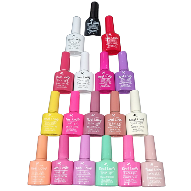 Kit Esmalte Gel 16 Cores Real Love Tabela B com Mostruário – Along ...