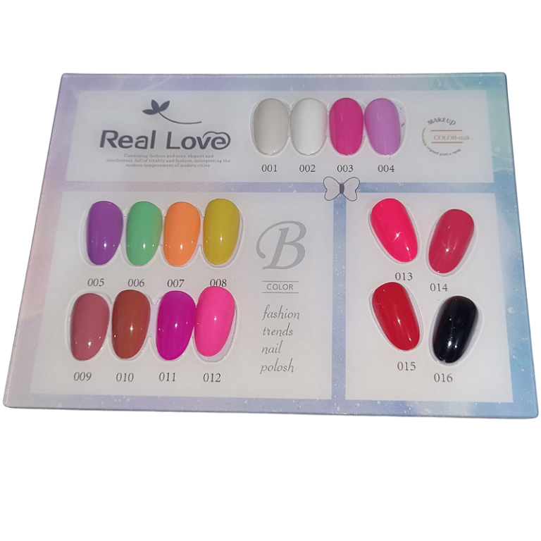 Kit Esmalte Gel 16 Cores Real Love Tabela B com Mostruário – Along ...